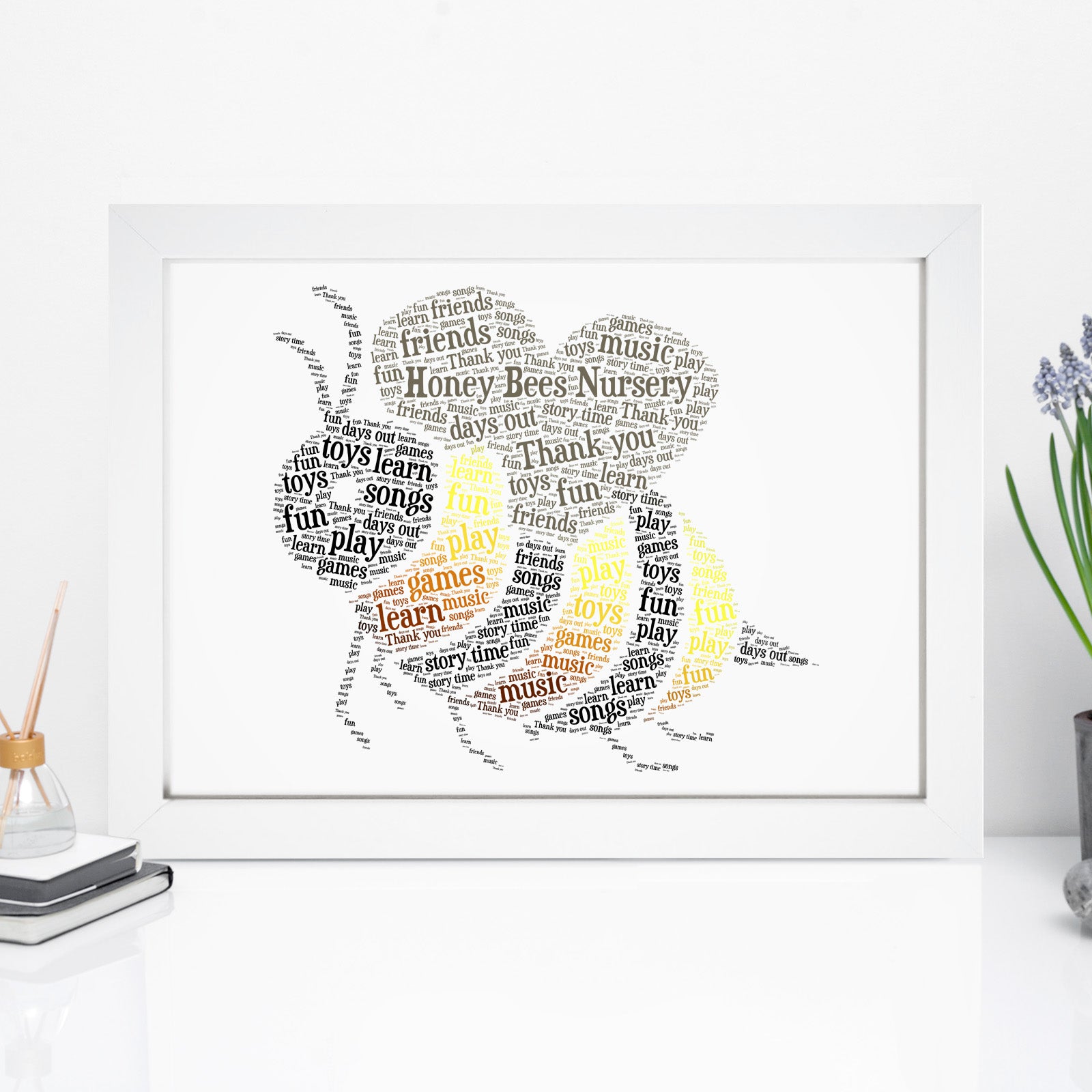 Personalised Bumble Bee Word Art Print – Violet Grace