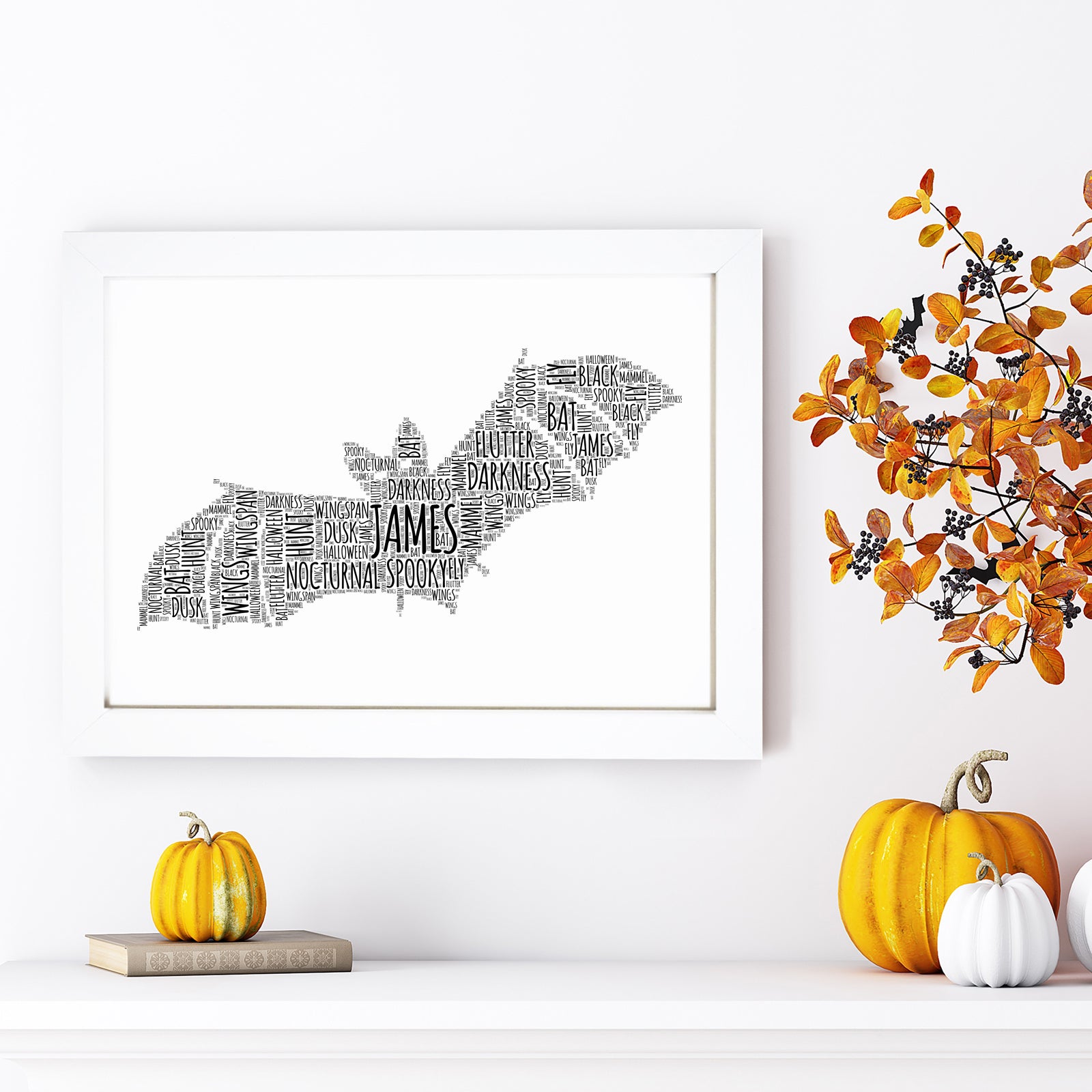 Personalised Bat Word Art Print – Violet Grace