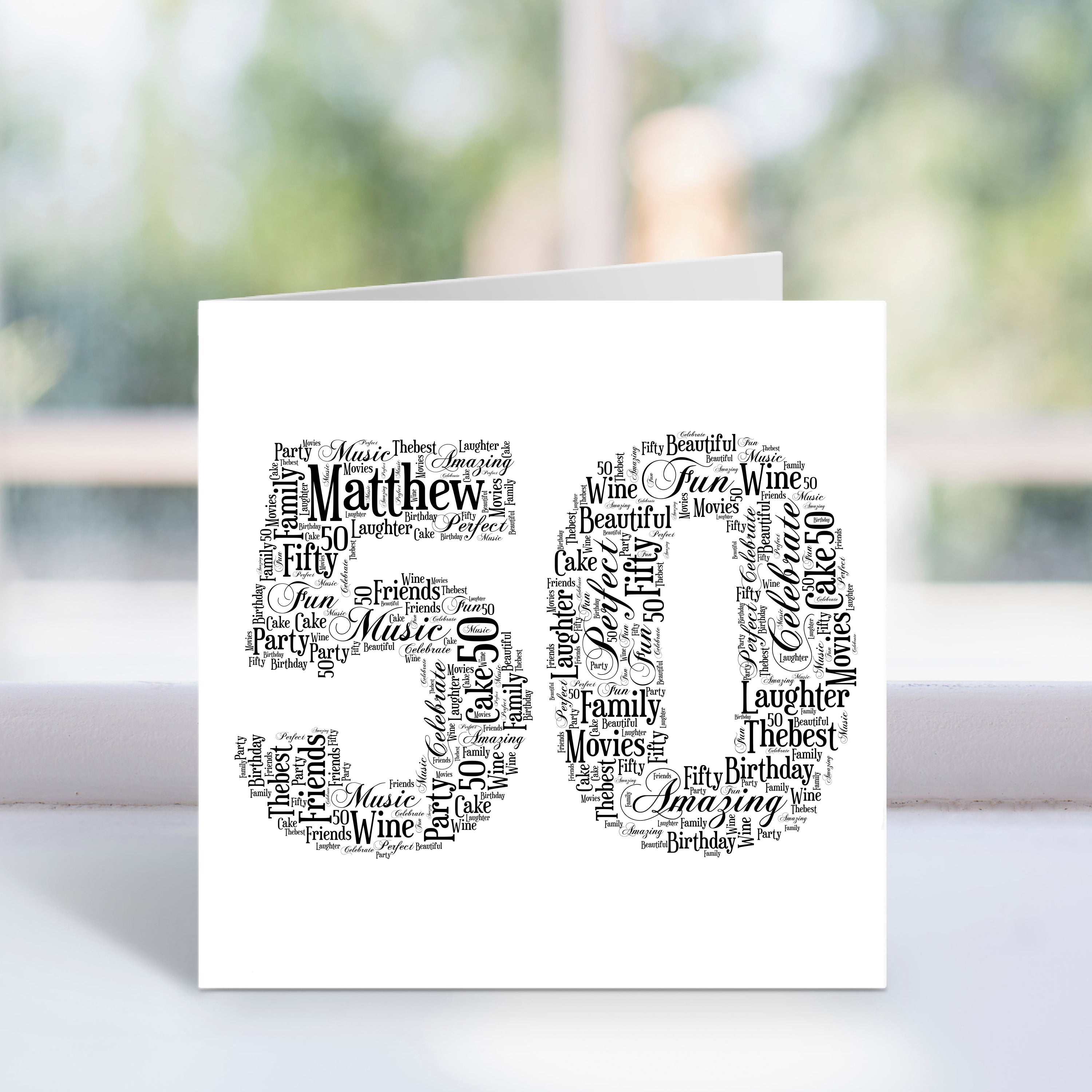 Personalised 50 Word Art Card – Violet Grace
