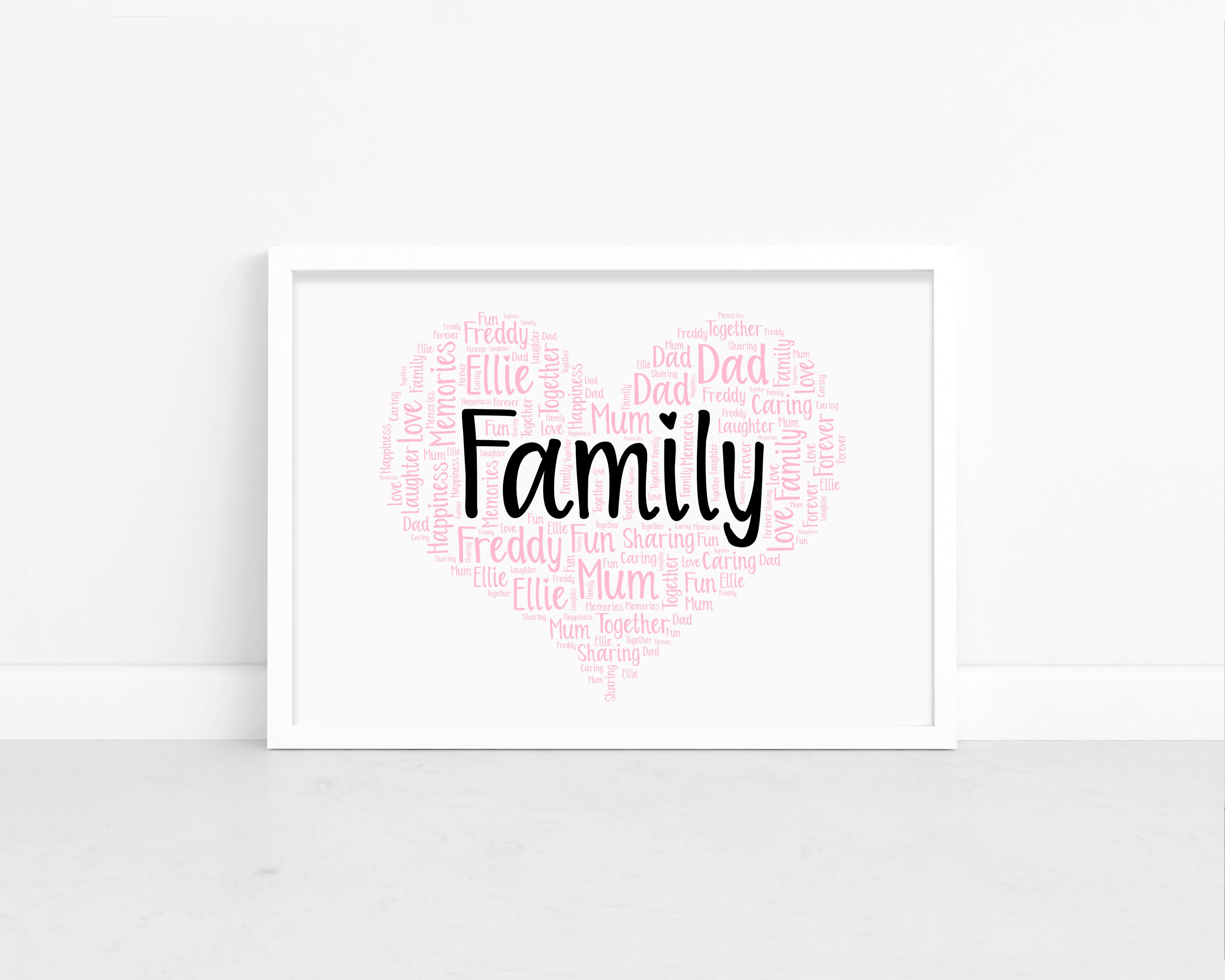 Personalised Family Heart Word Art Print – Violet Grace