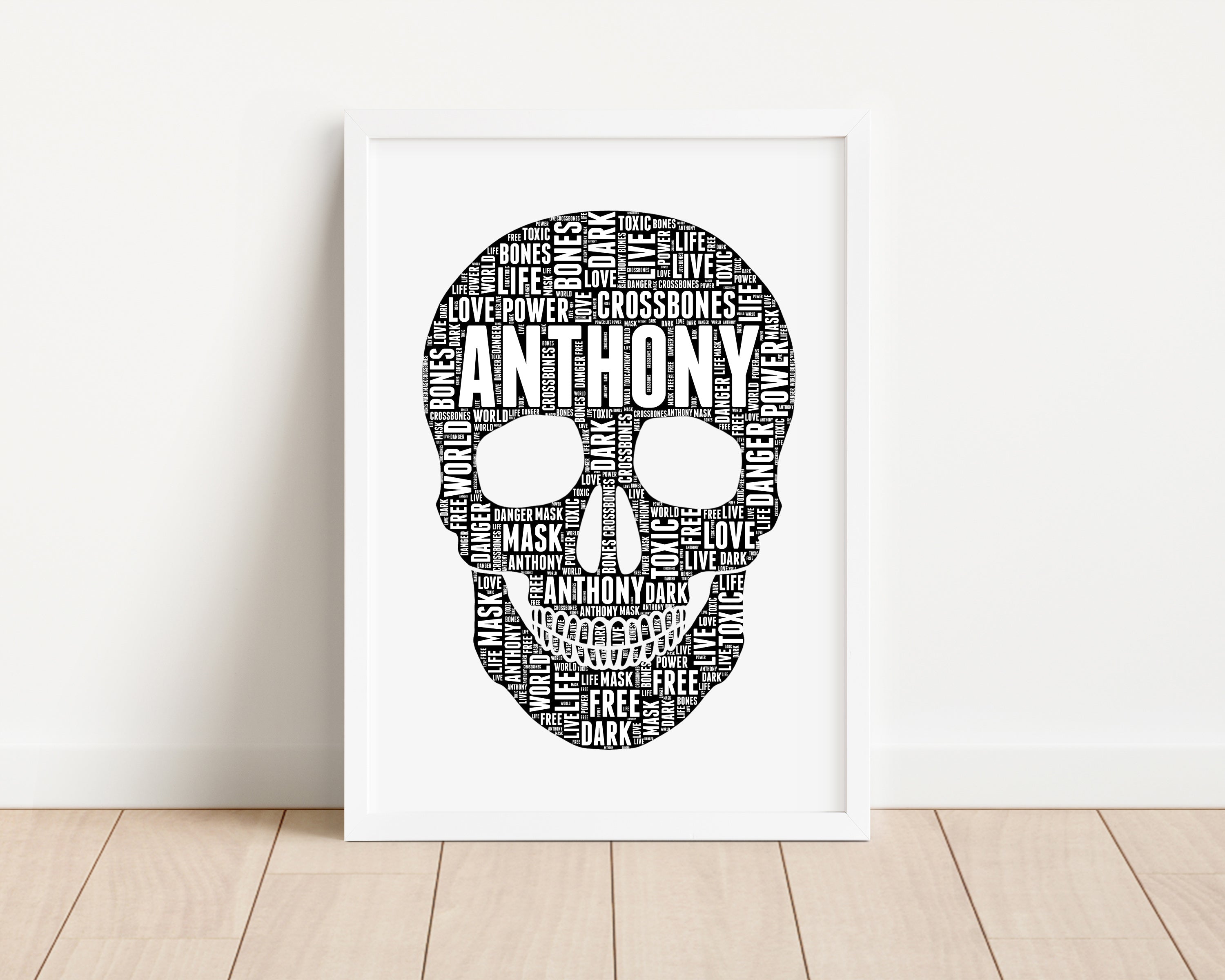 Personalised Skull Word Art Print – Violet Grace