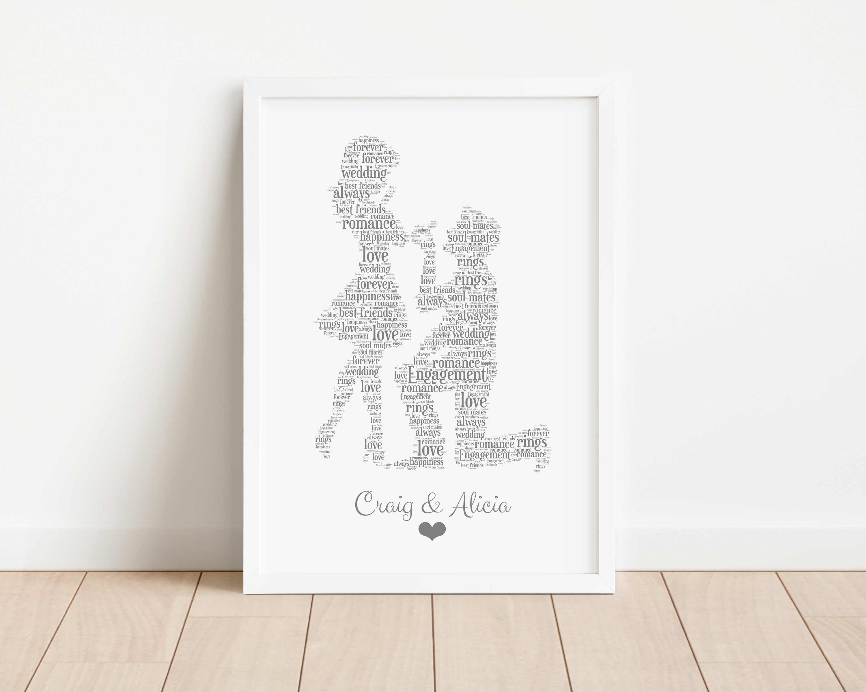 Personalised Engagement Couple Word Art Print – Violet Grace