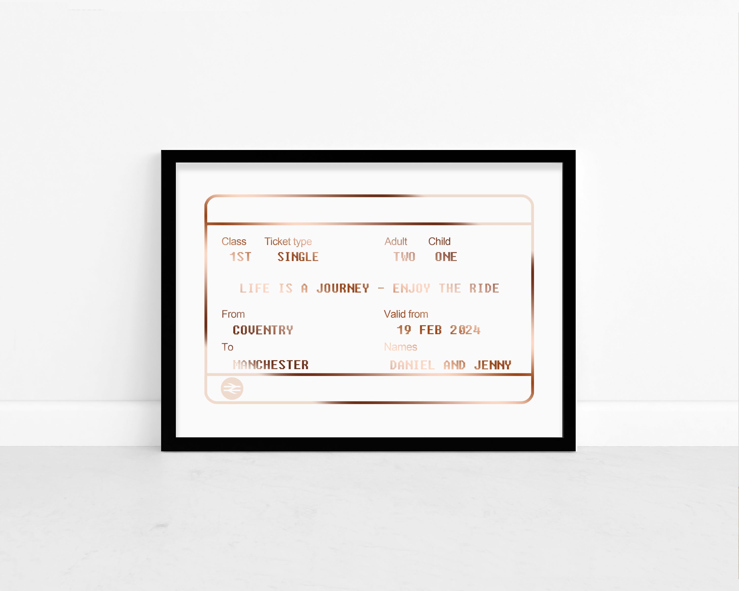 Personalised Foil Metallic Train Ticket Print – Violet Grace