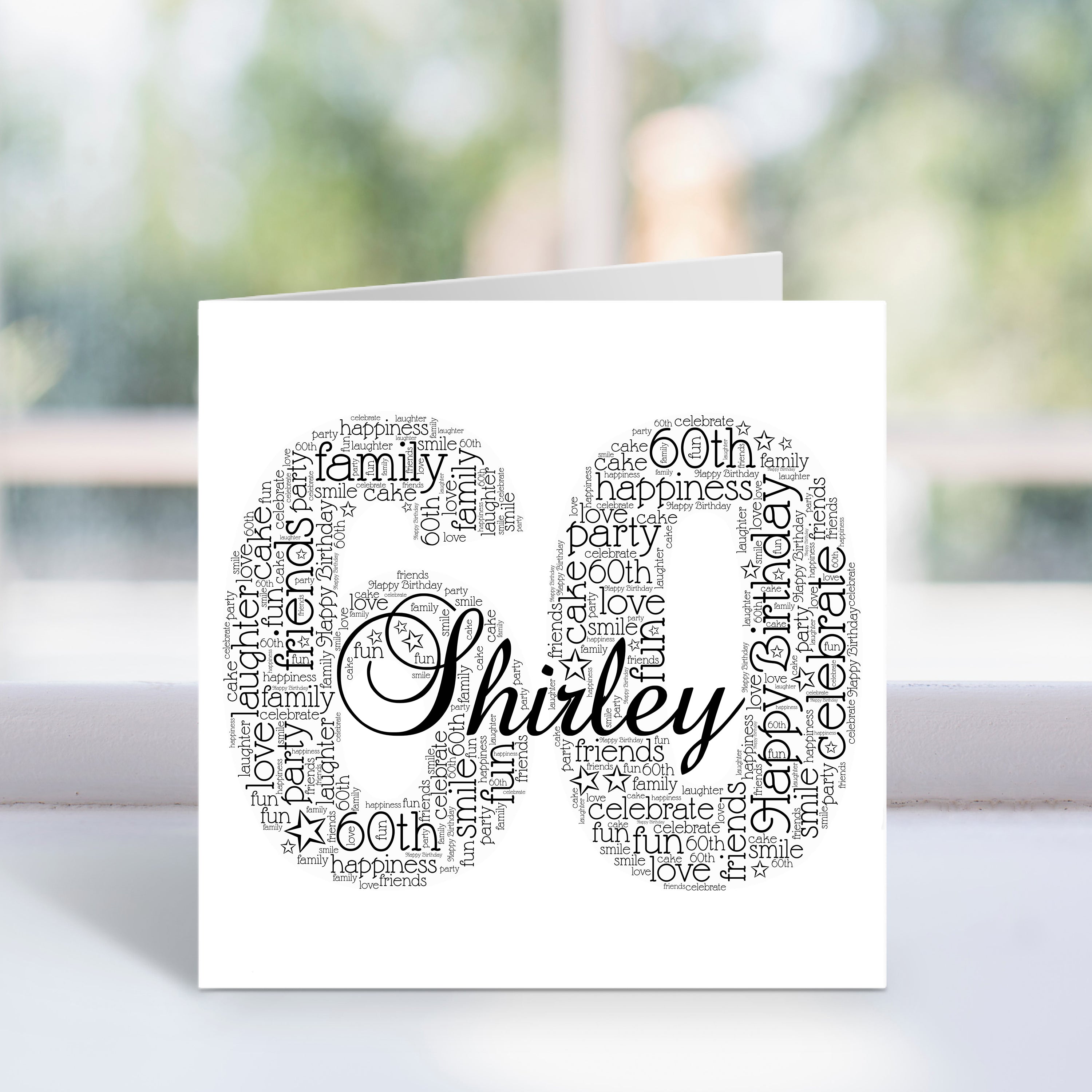Personalised 60th Name Number Word Art Card – Violet Grace
