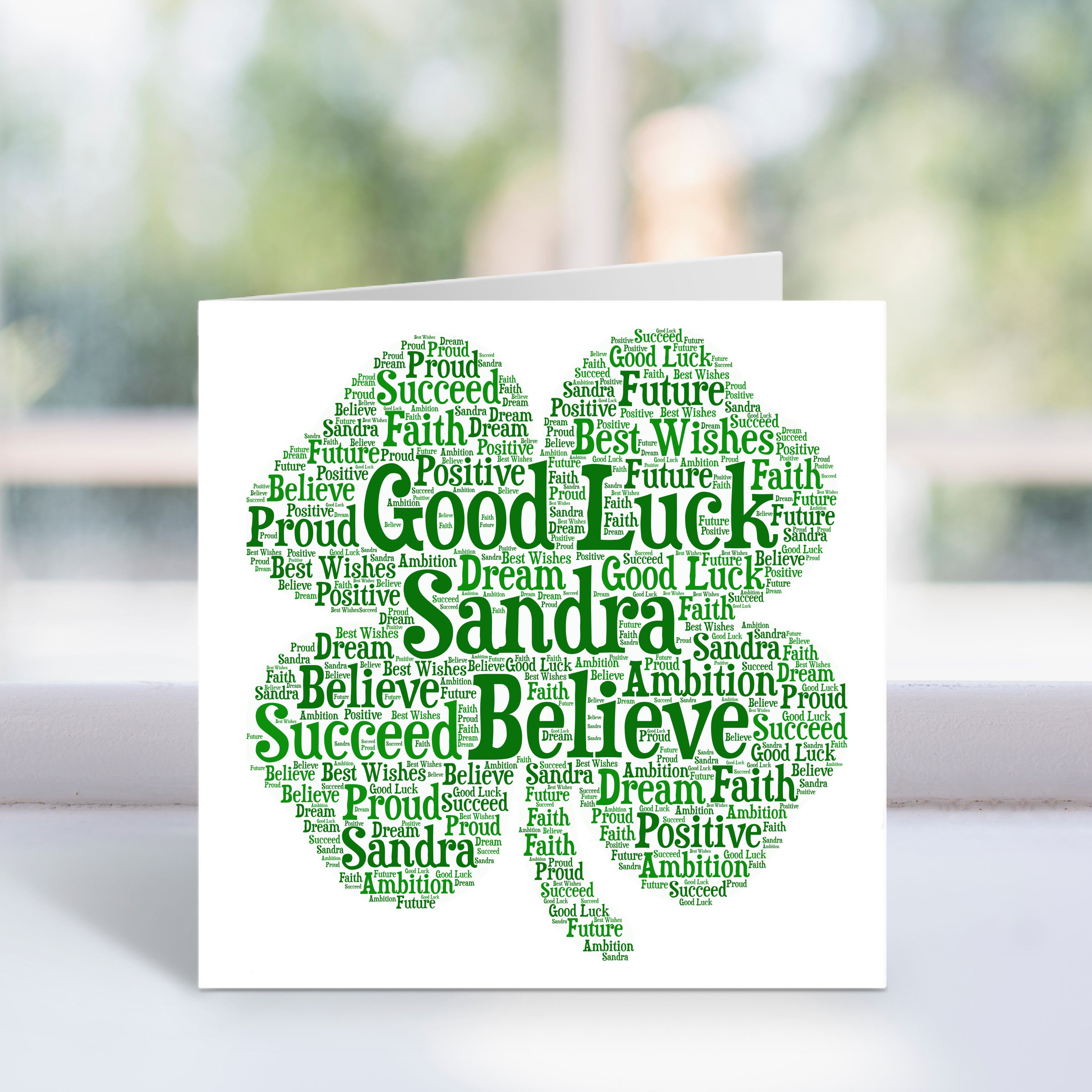 Personalised Shamrock Word Art Card – Violet Grace
