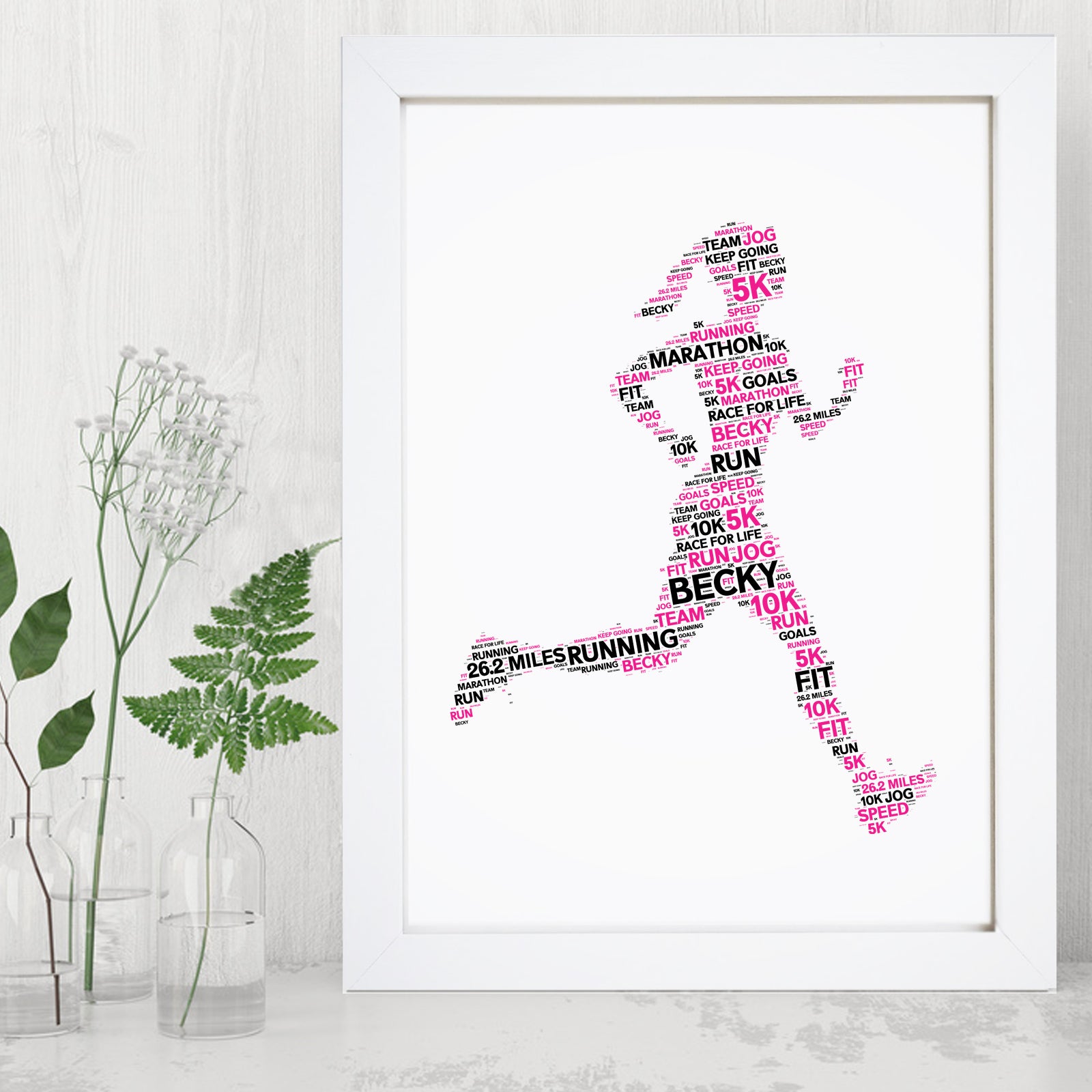 Personalised Female Runner Word Art Print – Violet Grace