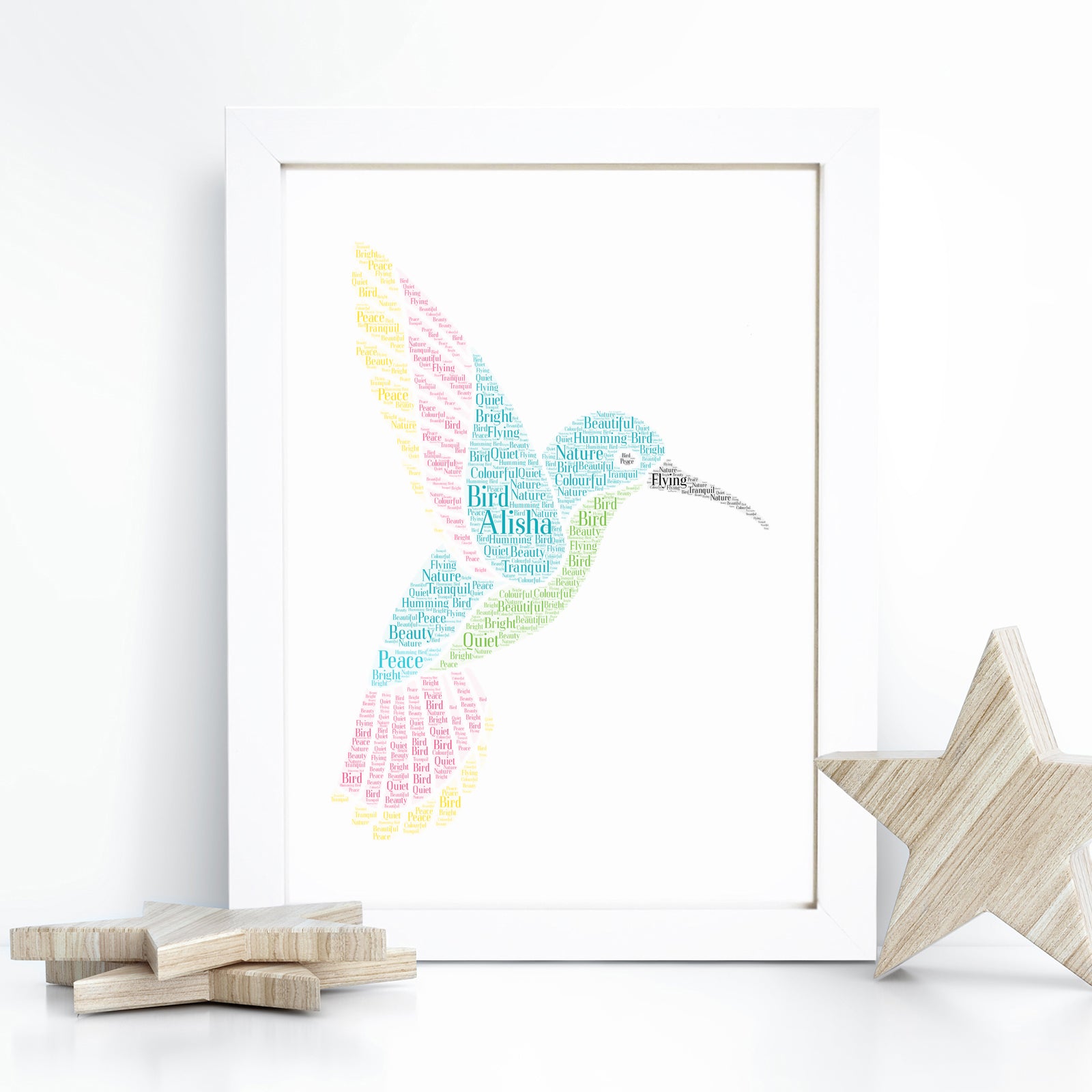 Personalised Hummingbird Word Art Print – Violet Grace