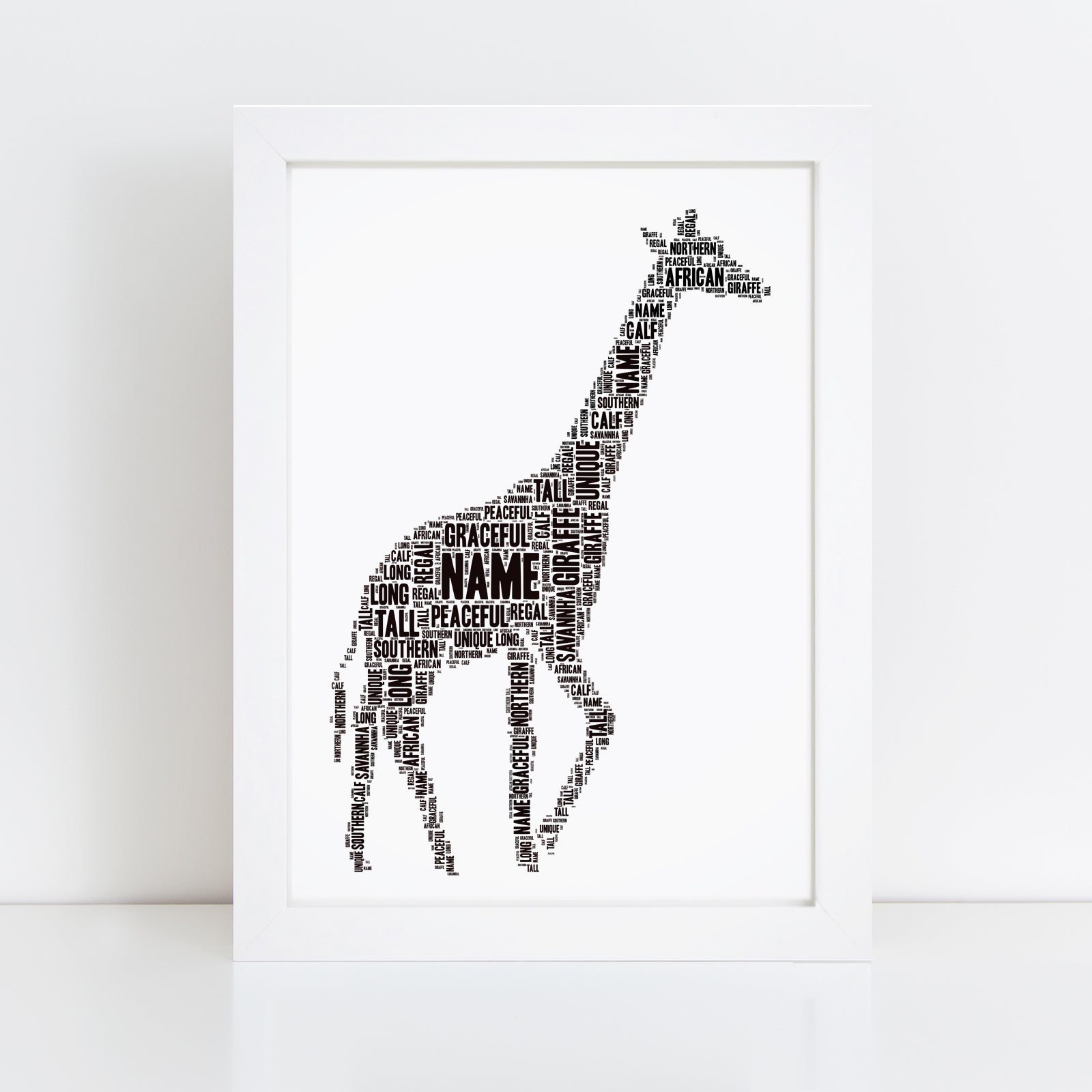 Personalised Giraffe Word Art Print – Violet Grace