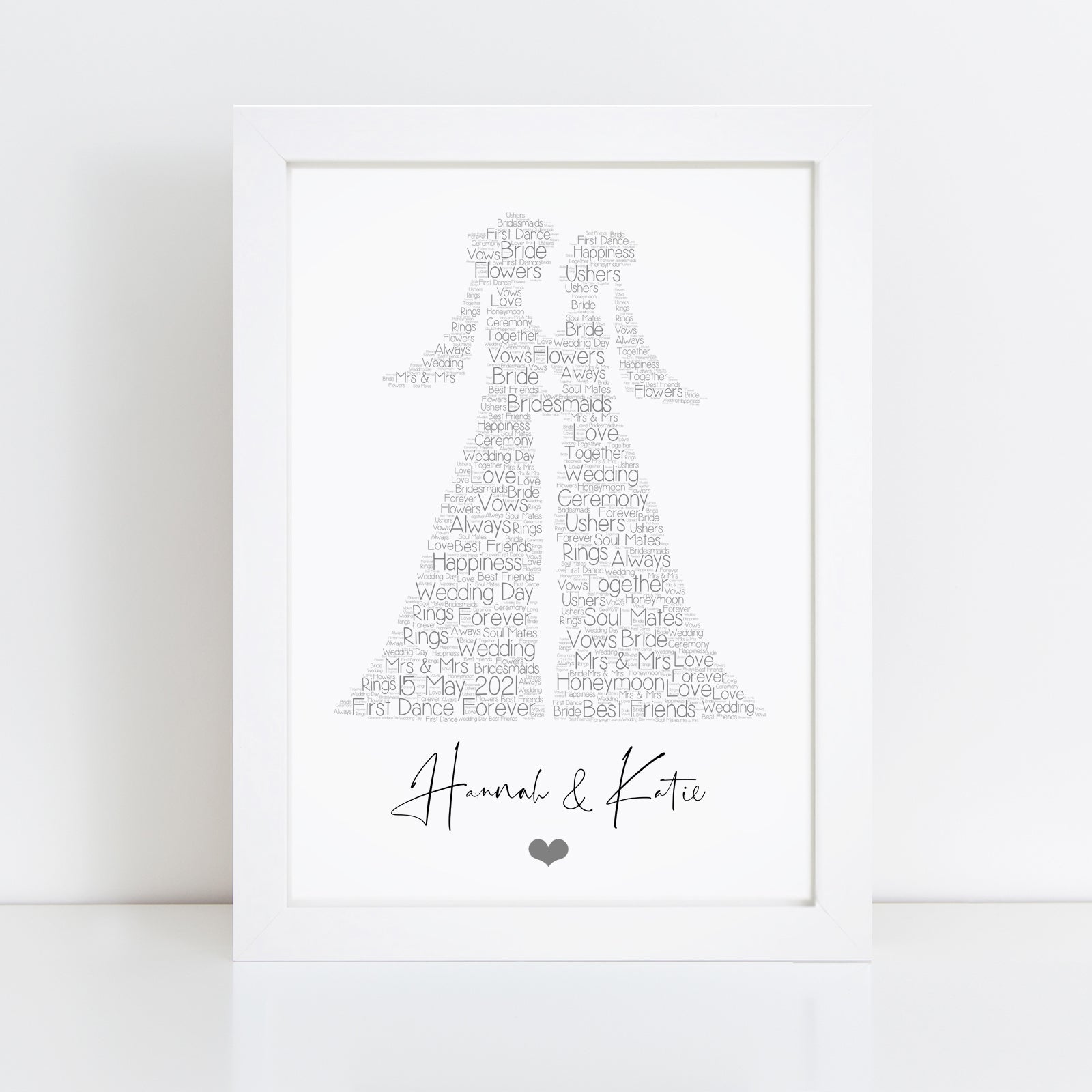 Personalised Wedding Female Couple Word Art Print – Violet Grace