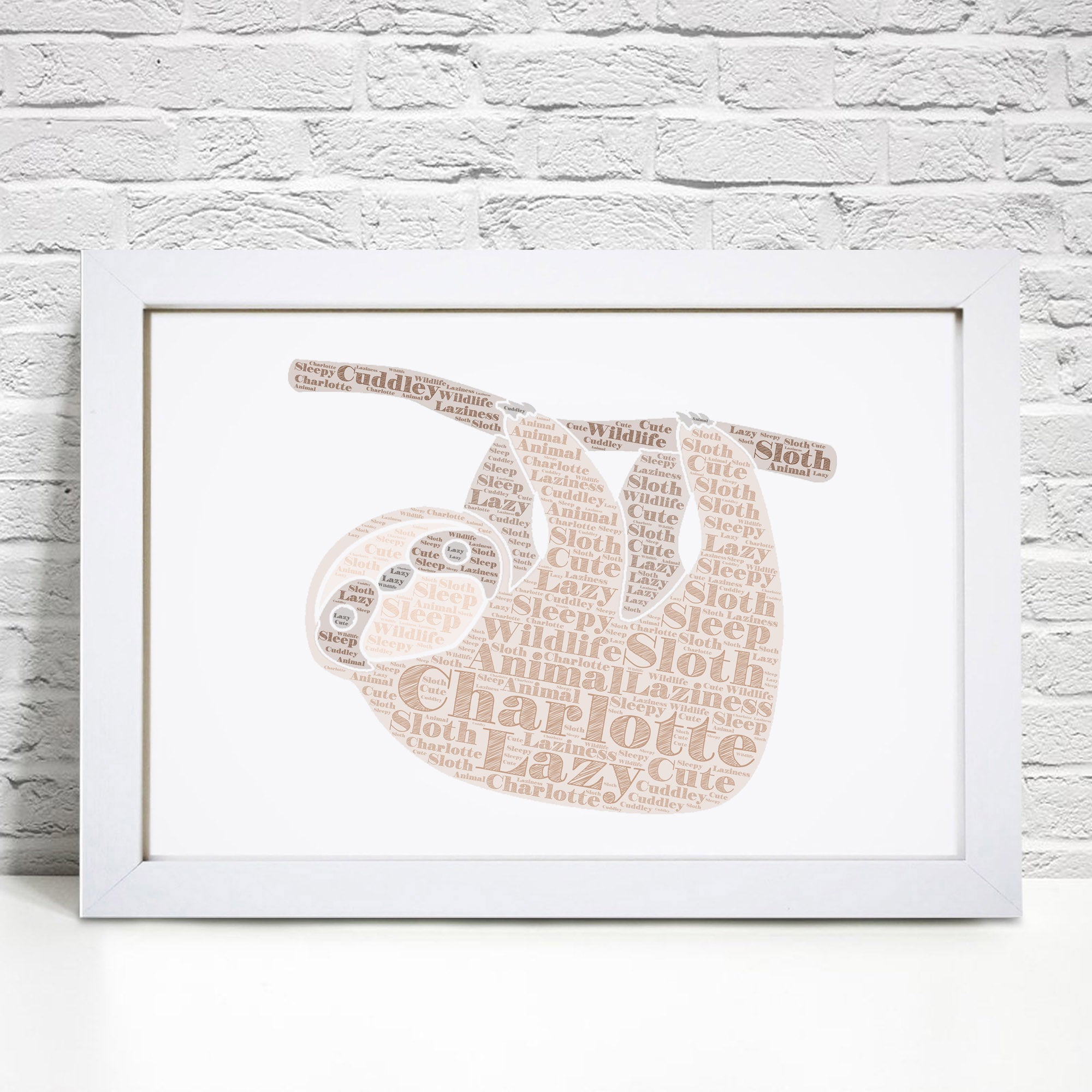 Personalised Sloth Word Art Print – Violet Grace