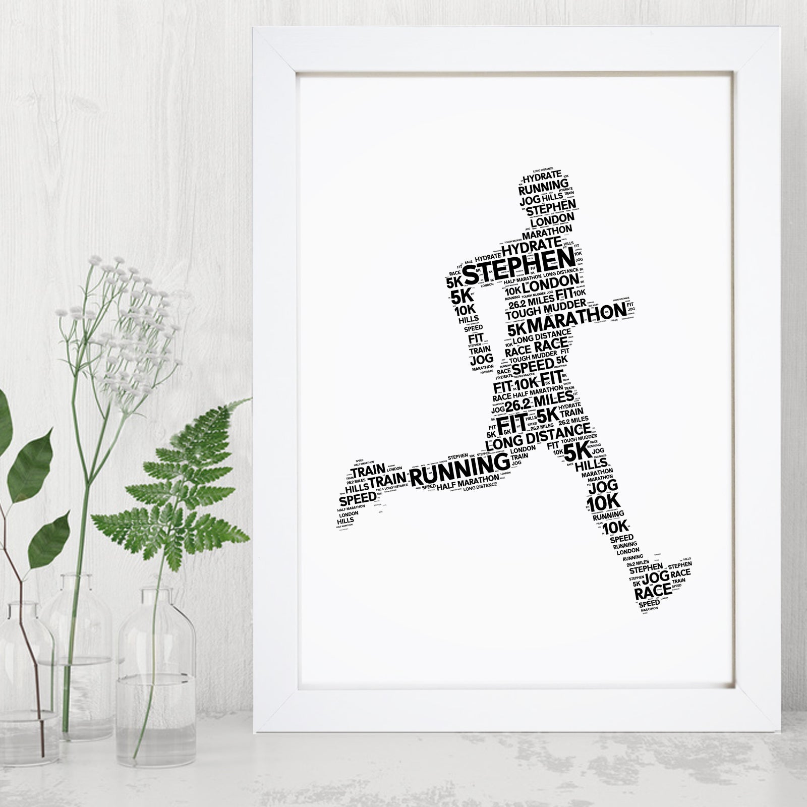 Personalised Male Runner Word Art Print – Violet Grace