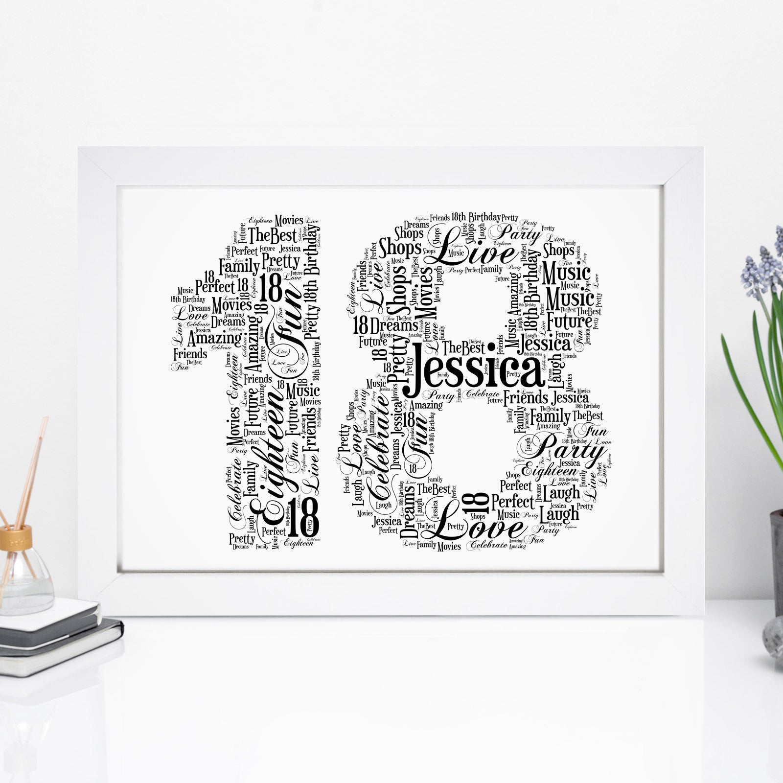 Personalised 18 Word Art Print – Violet Grace