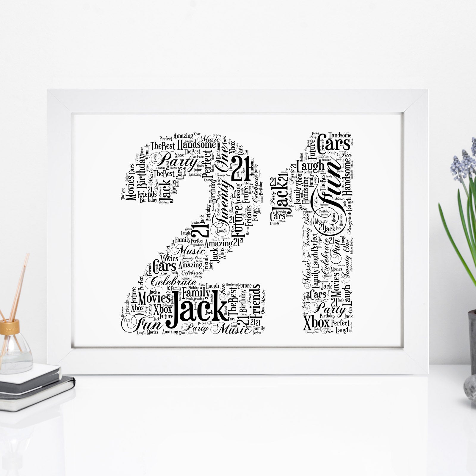 Personalised 21 Word Art Print – Violet Grace