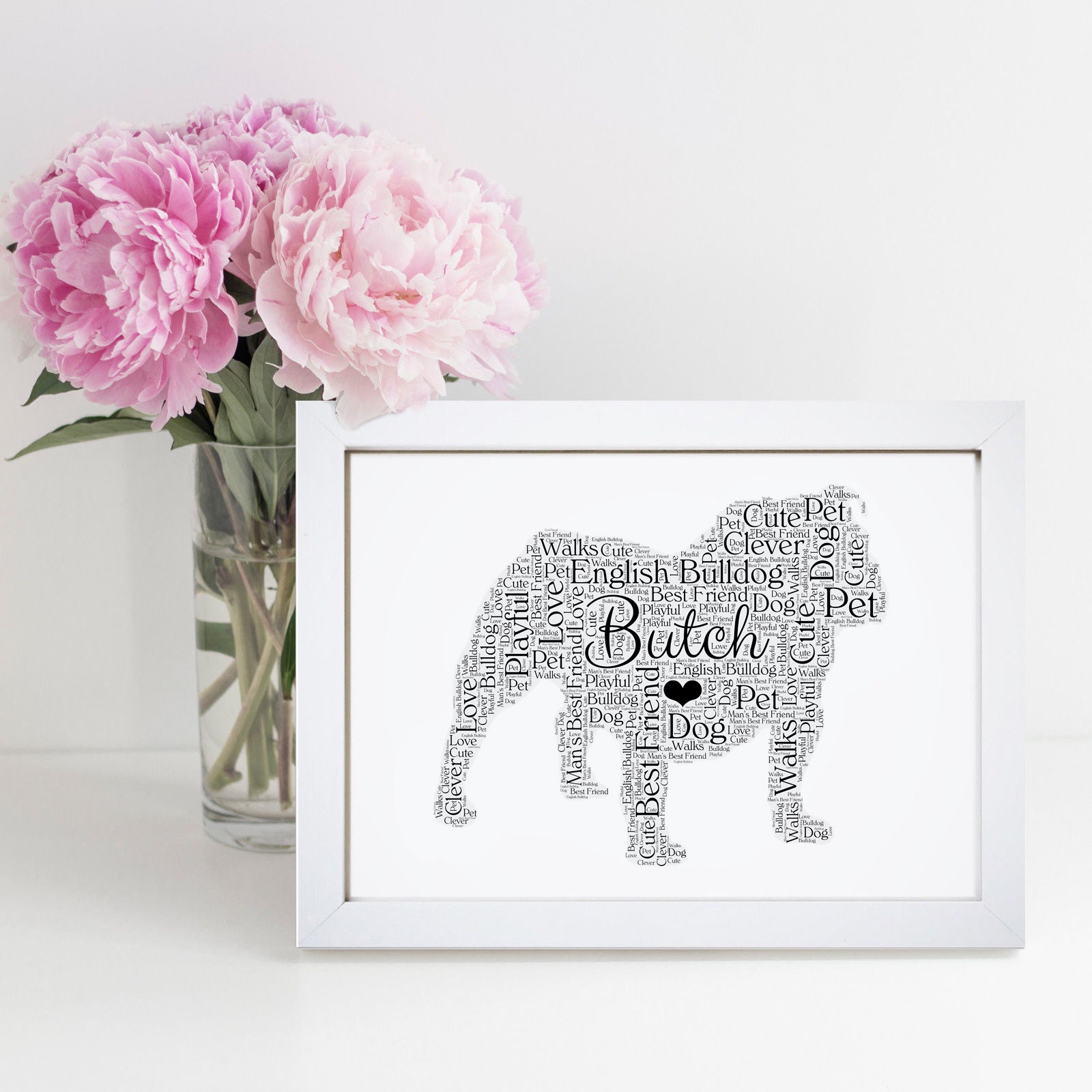 Personalised English Bulldog Word Art Print – Violet Grace