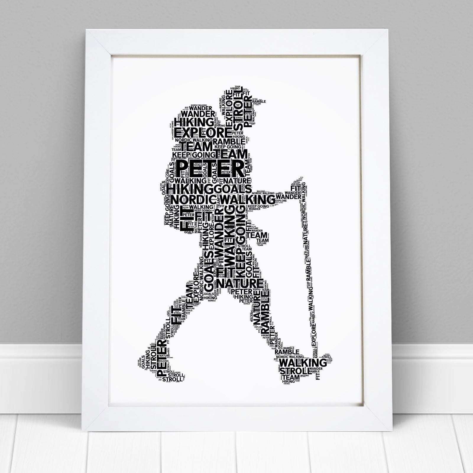Personalised Male Hiker Word Art Print – Violet Grace