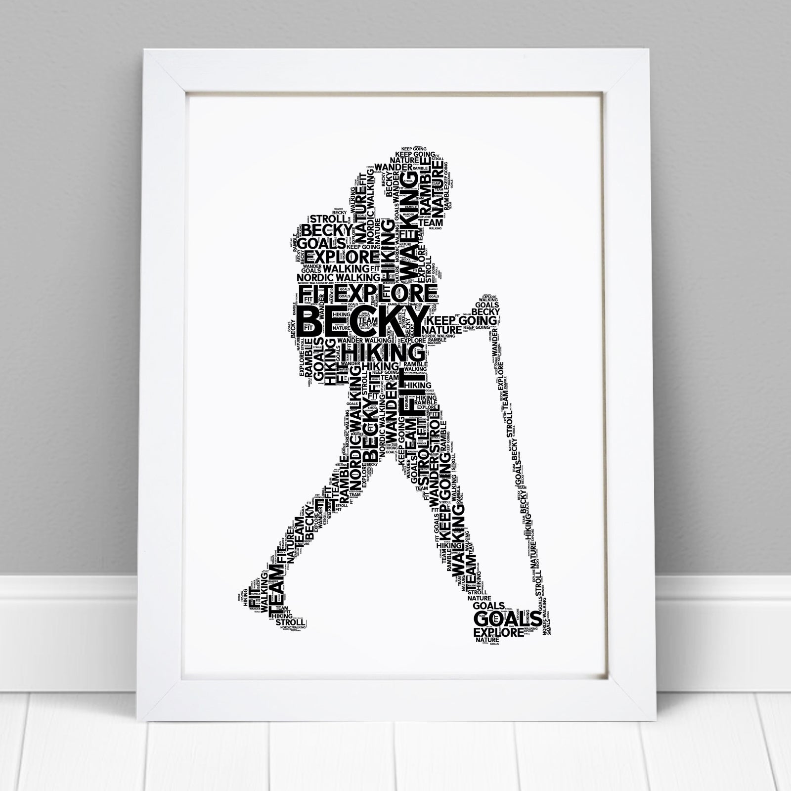 Personalised Female Hiker Word Art Print – Violet Grace