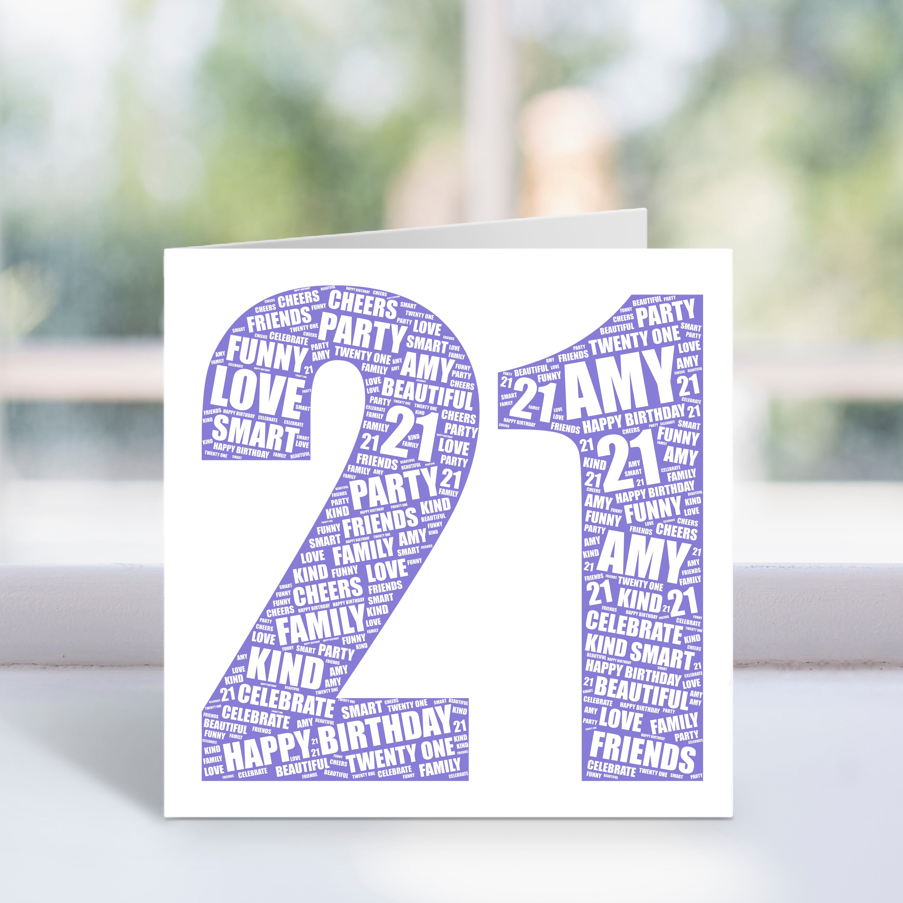 Personalised 21st Birthday Word Art Card – Violet Grace