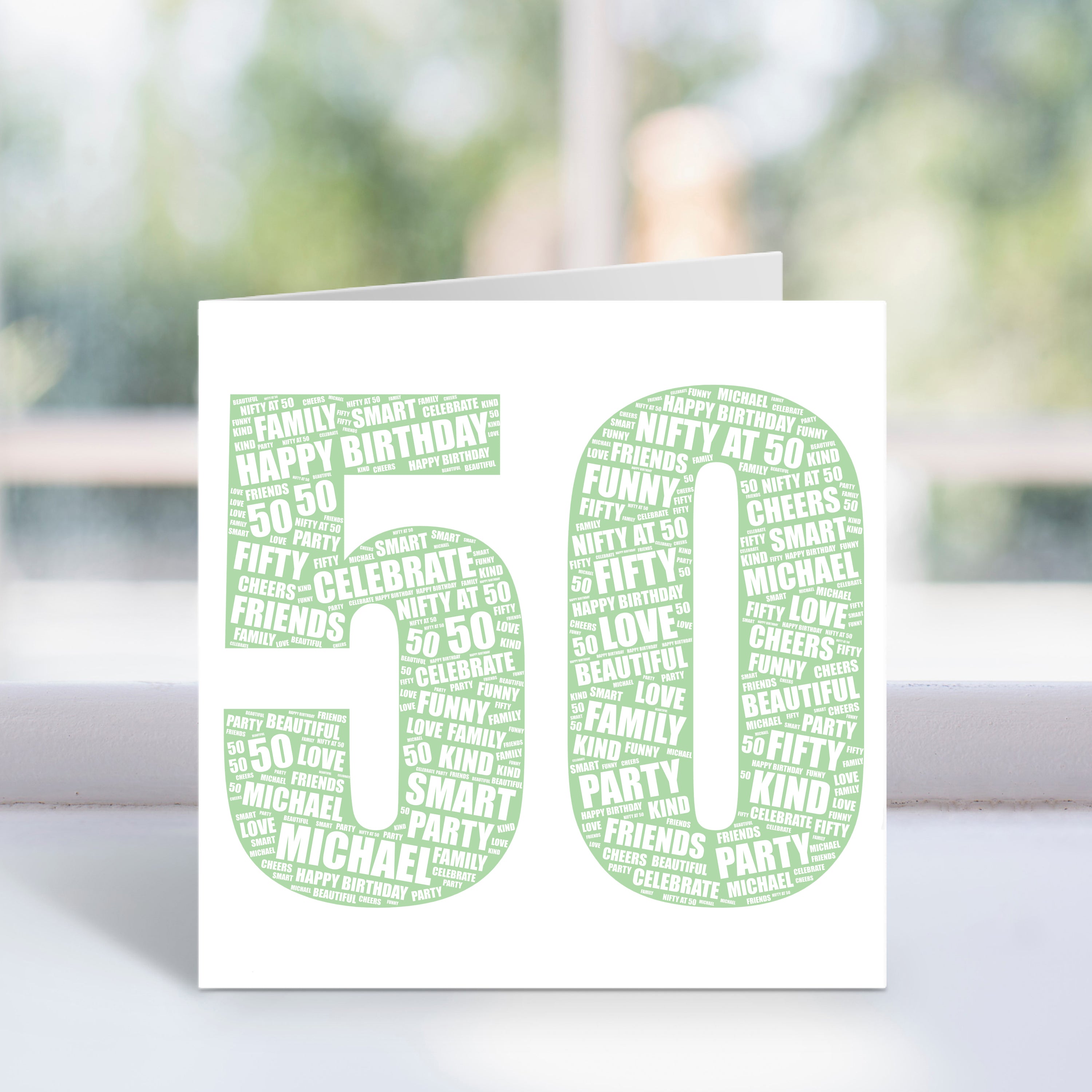 Personalised 50th Birthday Word Art Card – Violet Grace