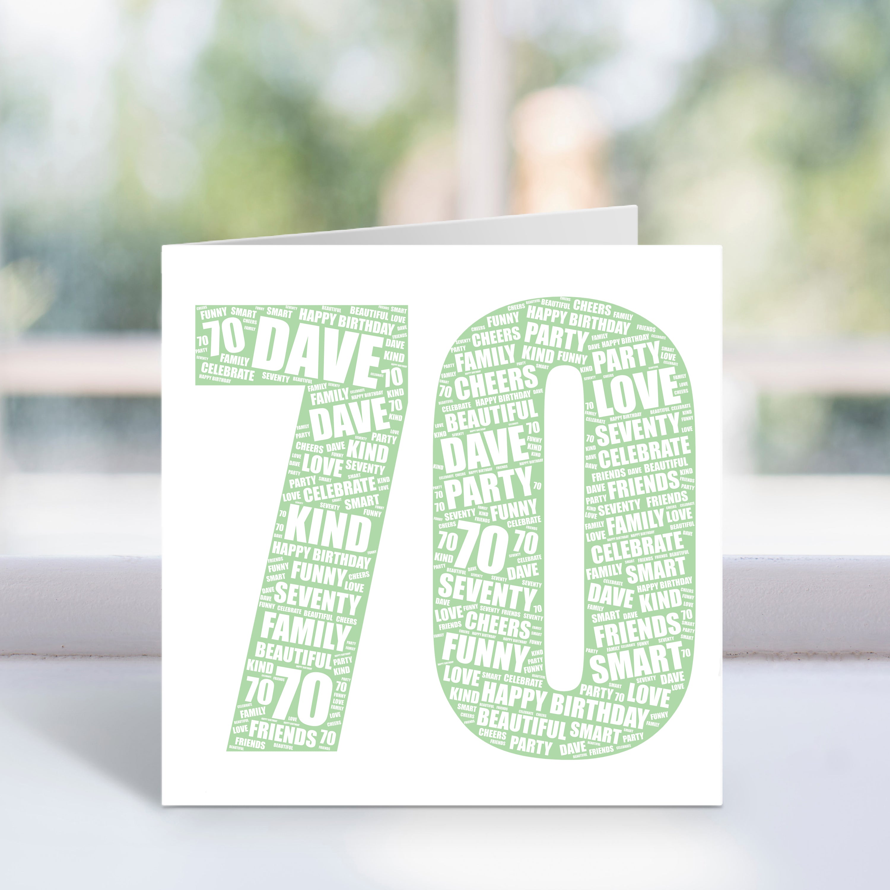 Personalised 70th Birthday Word Art Card – Violet Grace