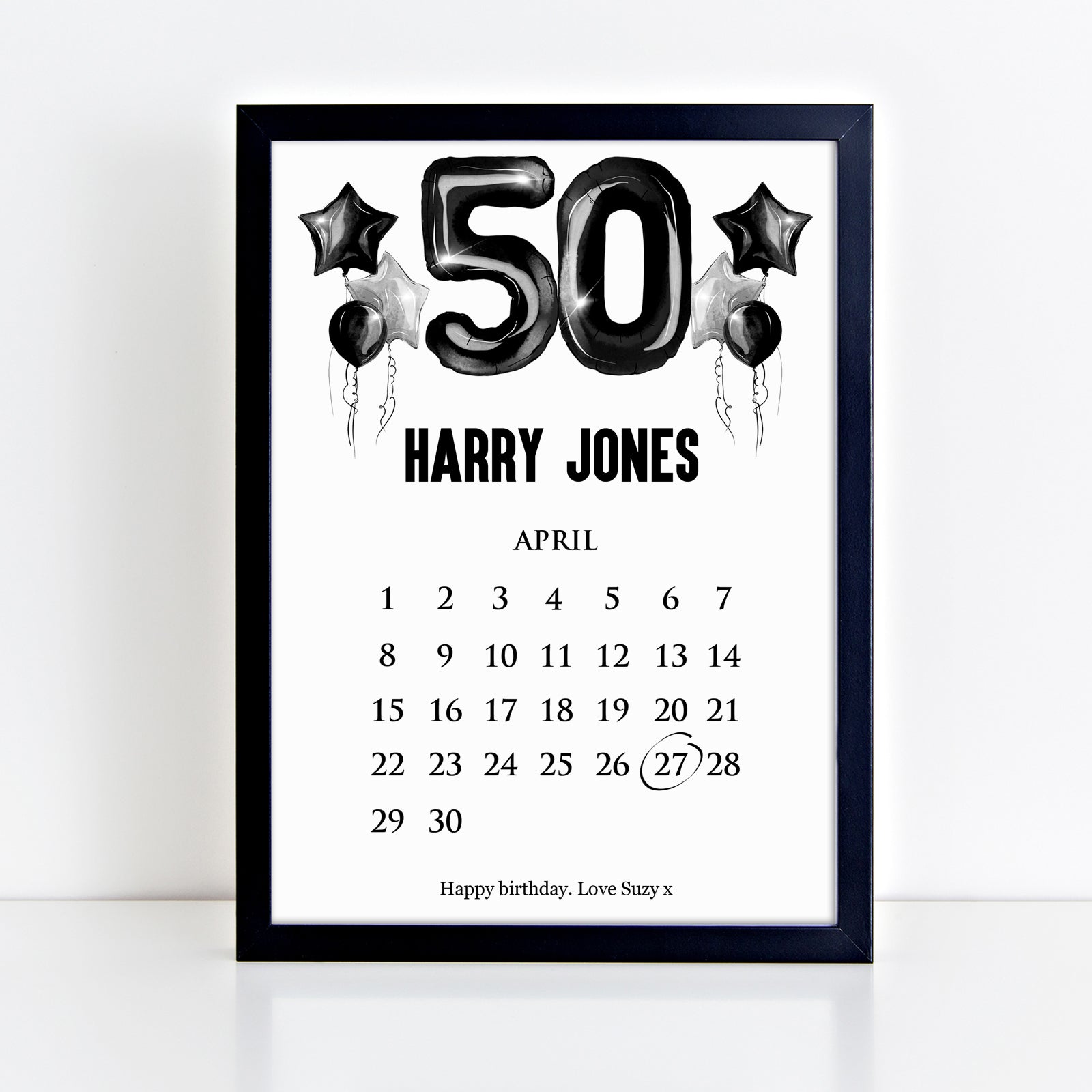 Personalised 50th Birthday Calendar Print – Violet Grace