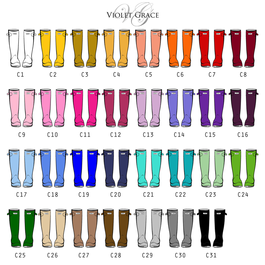 Personalised Family Welly Boot Print – Violet Grace